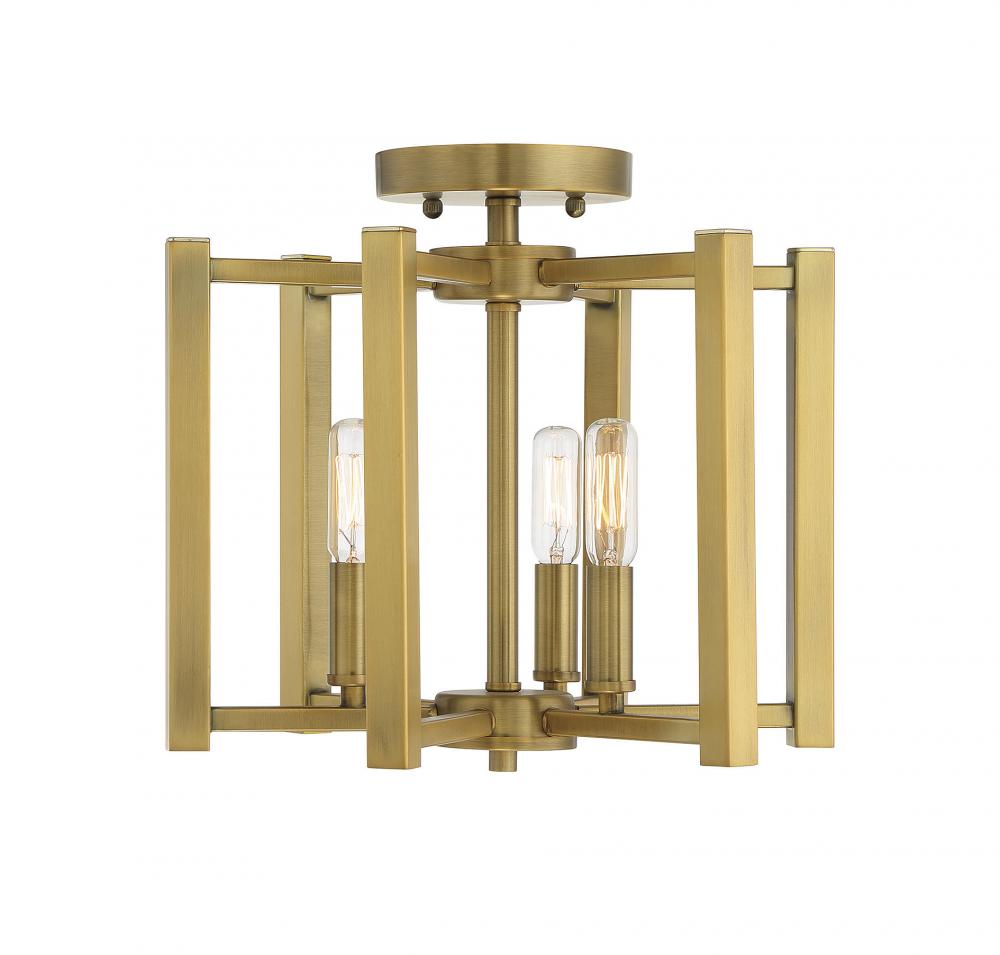 Benson 3-Light Ceiling Light in Warm Brass — Belles Lighting