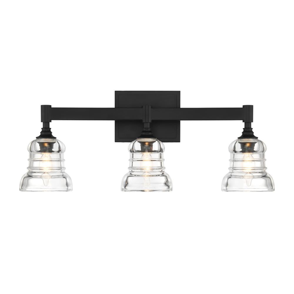 Gregory 3 Light Matte Black Bathroom Vanity — Belles Lighting