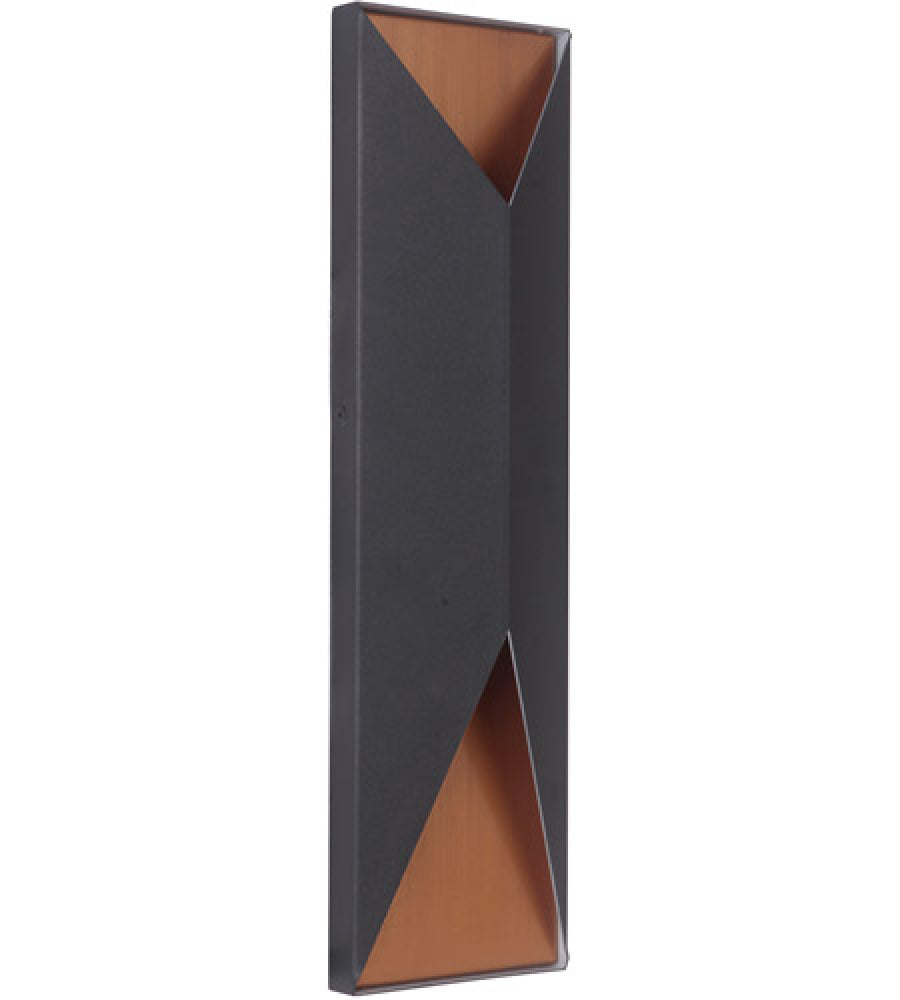 Peak 2 Light Large LED Outdoor Pocket Sconce in Textured Black/Satin B ...