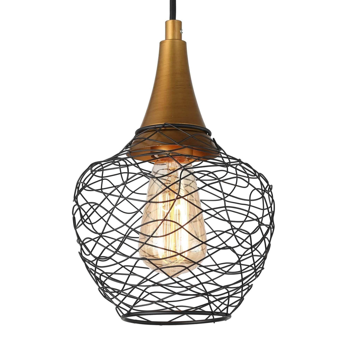 UOLFIN Modern Metal 1-Light Teardrop Mini Pendant Light, Black Gold ...