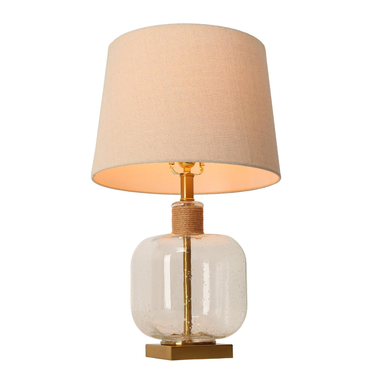 Flabel 1-Light Gold Fabric Shade Table Lamp — Belles Lighting