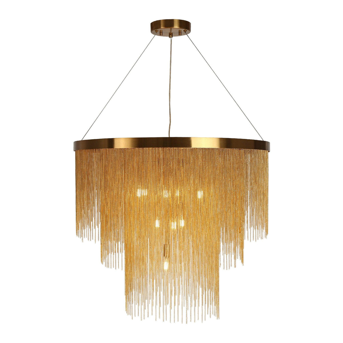 LNC Modern Luxury Chain 10-Light Chandeliers Tiers, Brass Gold — Belles ...