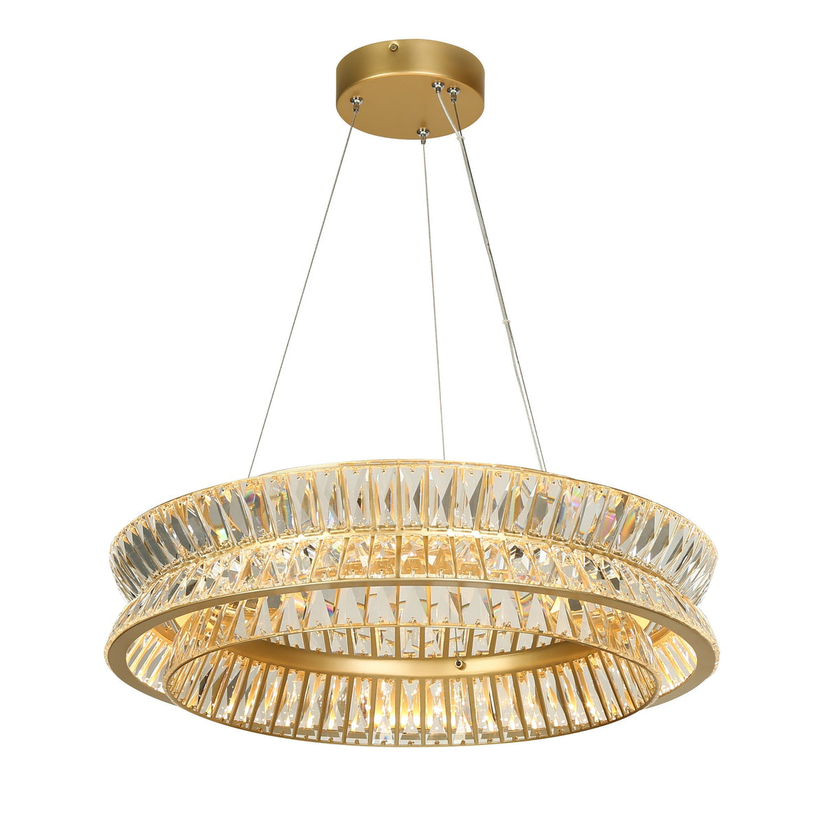 UOLFIN Modern Crystal 1-Light Chandeliers LED Drum Design, Gold ...