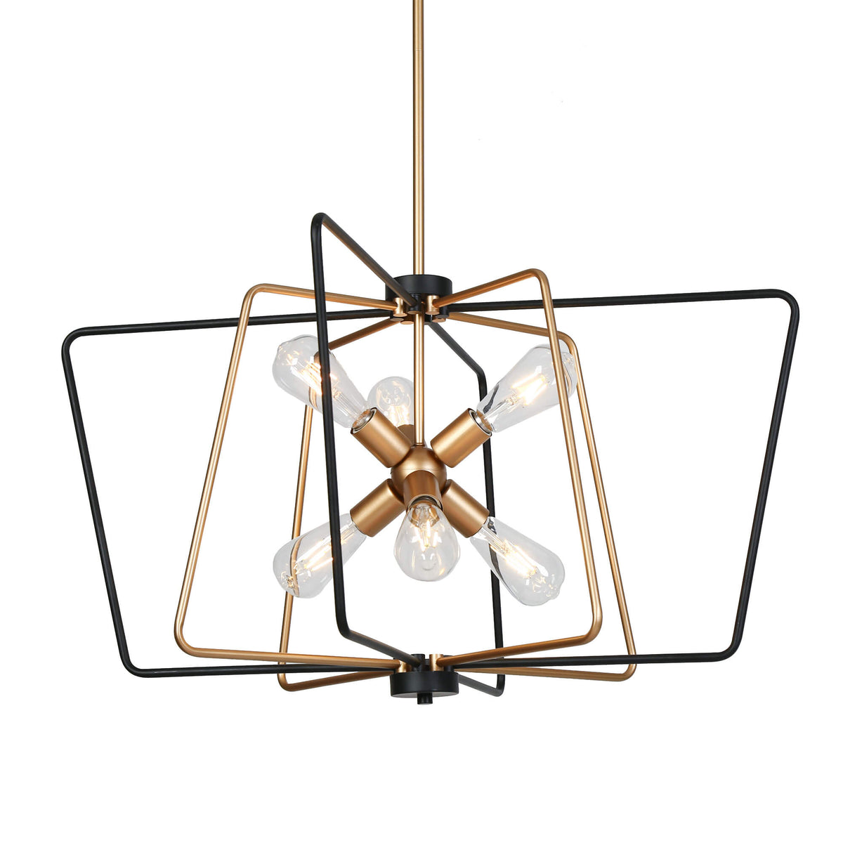 Felorin 6-Light Black and Gold Chandeliers — Belles Lighting
