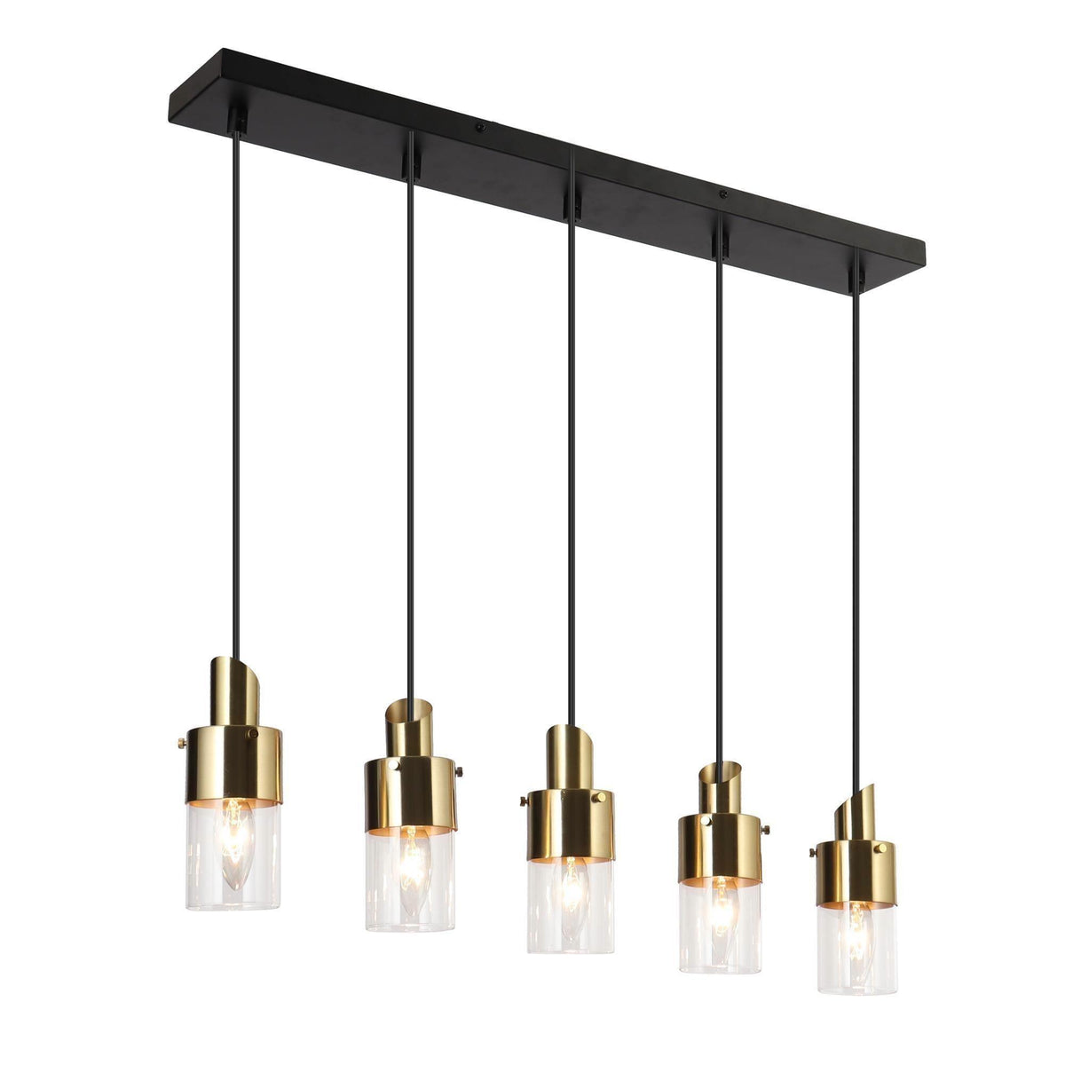 Iphige 5-Light Black and Brass Island Lights — Belles Lighting